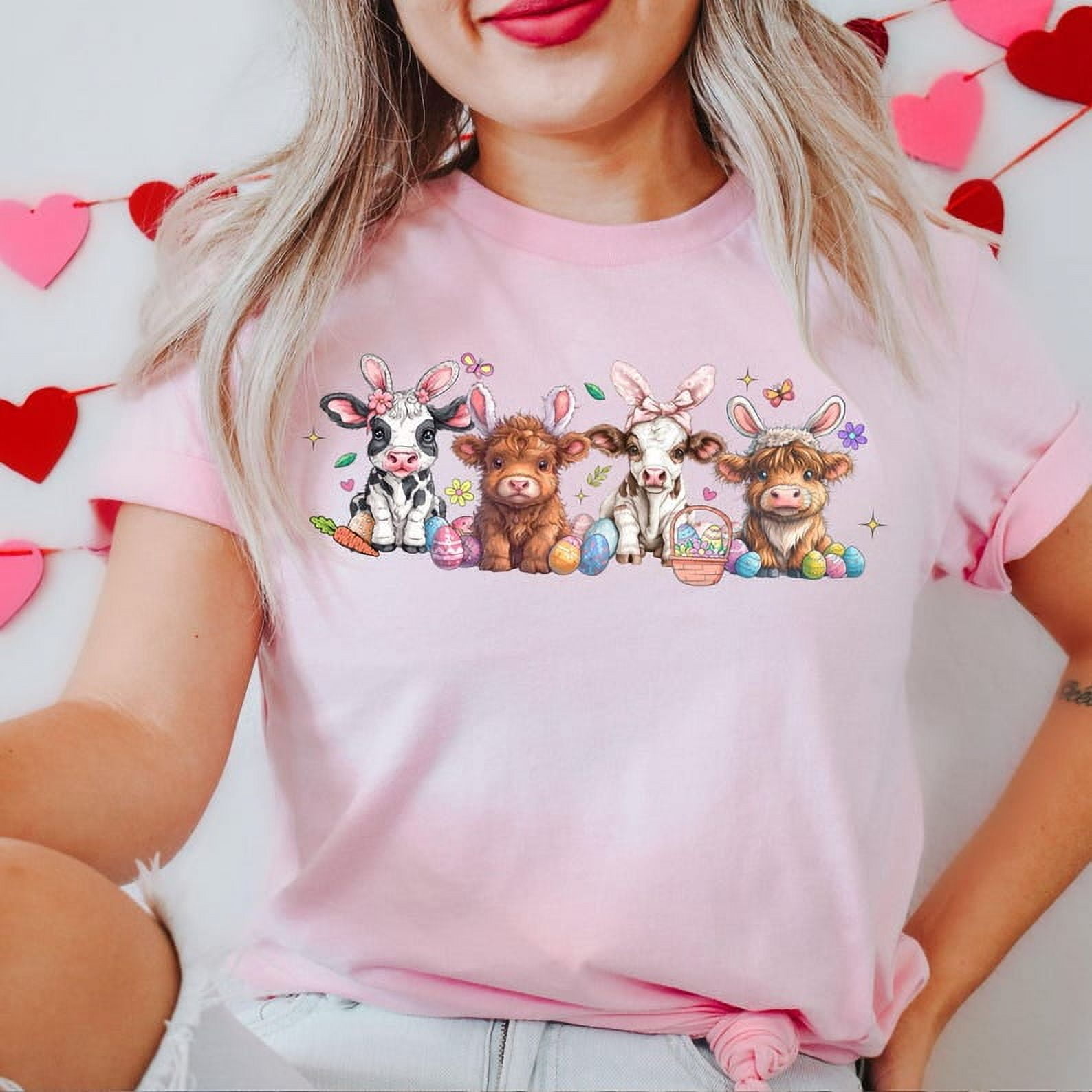 Cow T-Shirt - Cute Bunny Cows & Eggs - Walmart.com