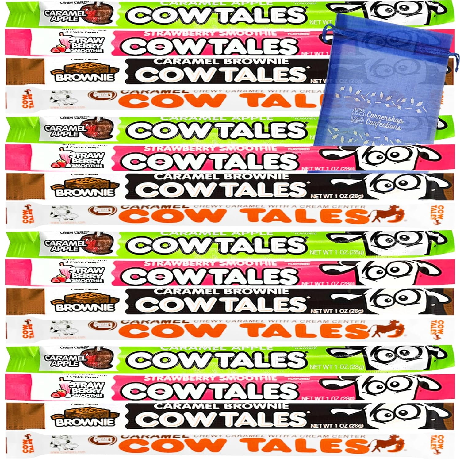 Cow Tales Gift Pack - 4 Unique Flavors (Brownie, Caramel, Strawberry ...