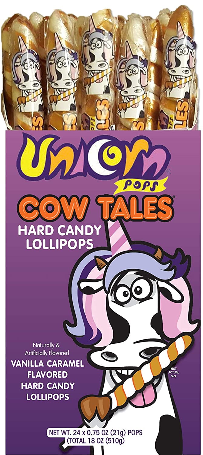Cow Tales Unicorn Candy Pops, Vanilla Caramel Flavored Lollipops - 24 ...