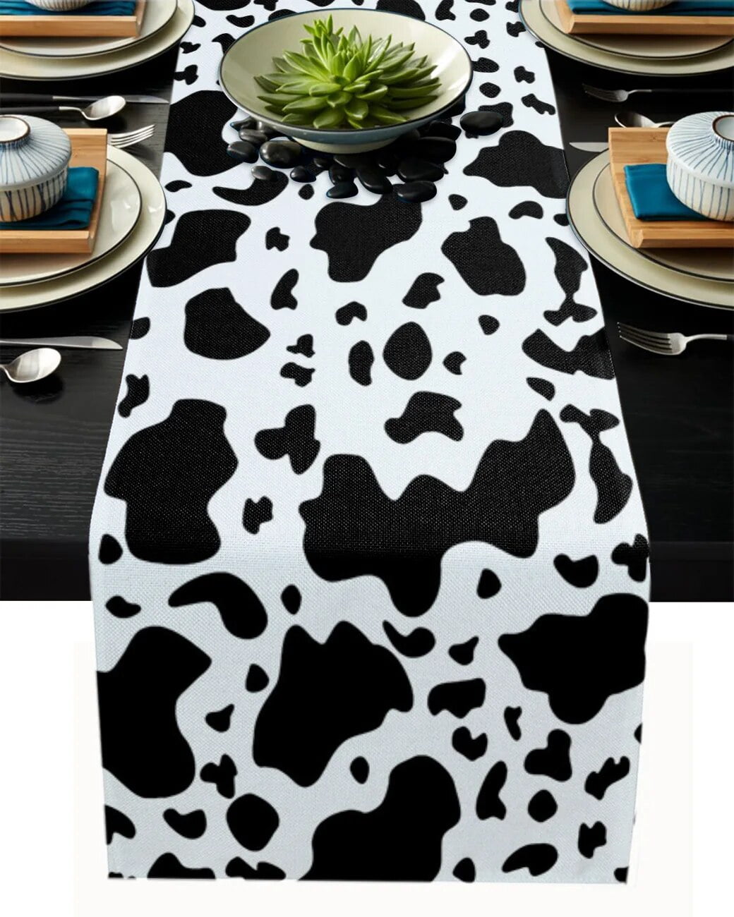 Cow Texture Fill Pattern Table Runner Home Wedding Table Flag Mat ...