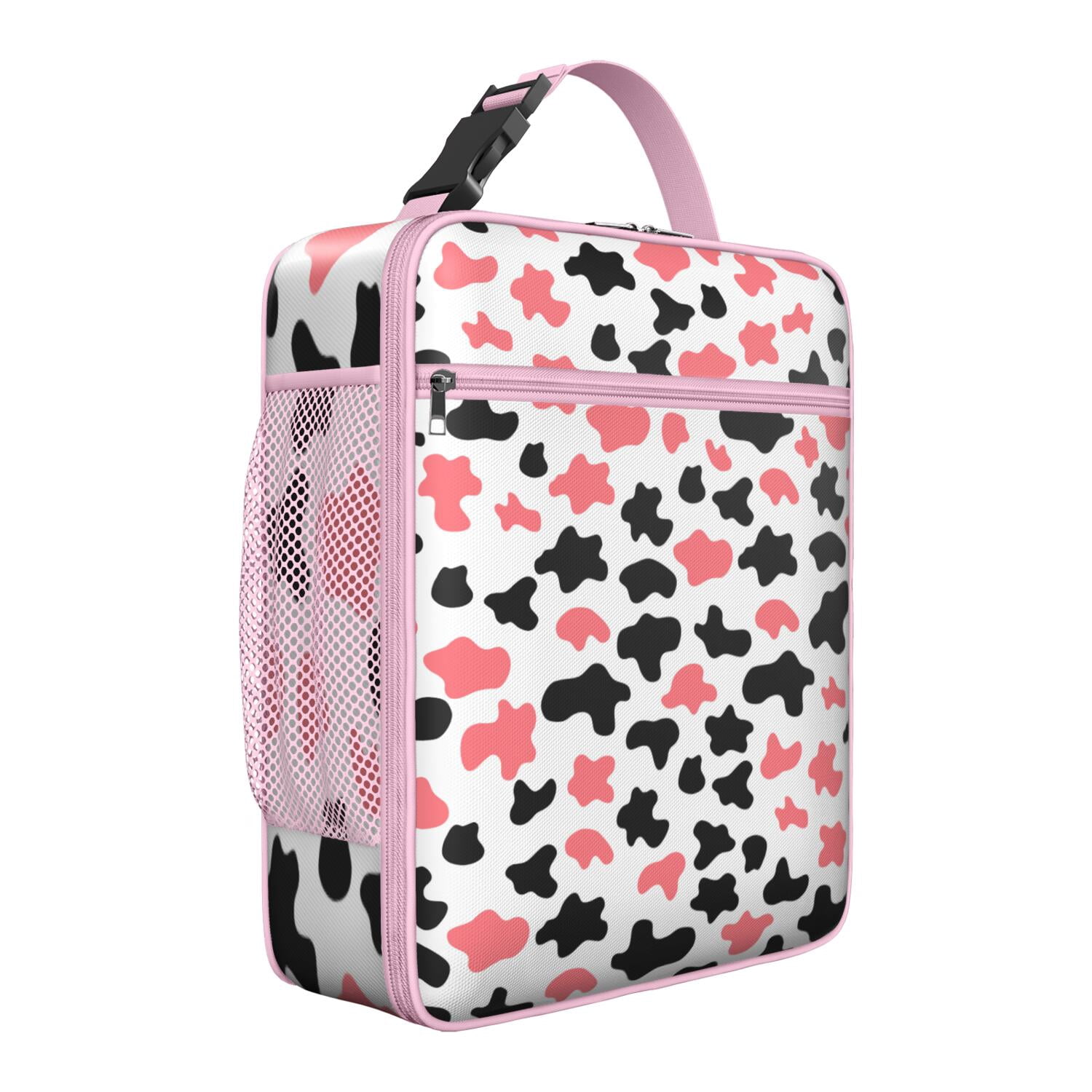 Cow Texture Insulated Lunch Box Student Reusable Lunch Tote Bag with ...