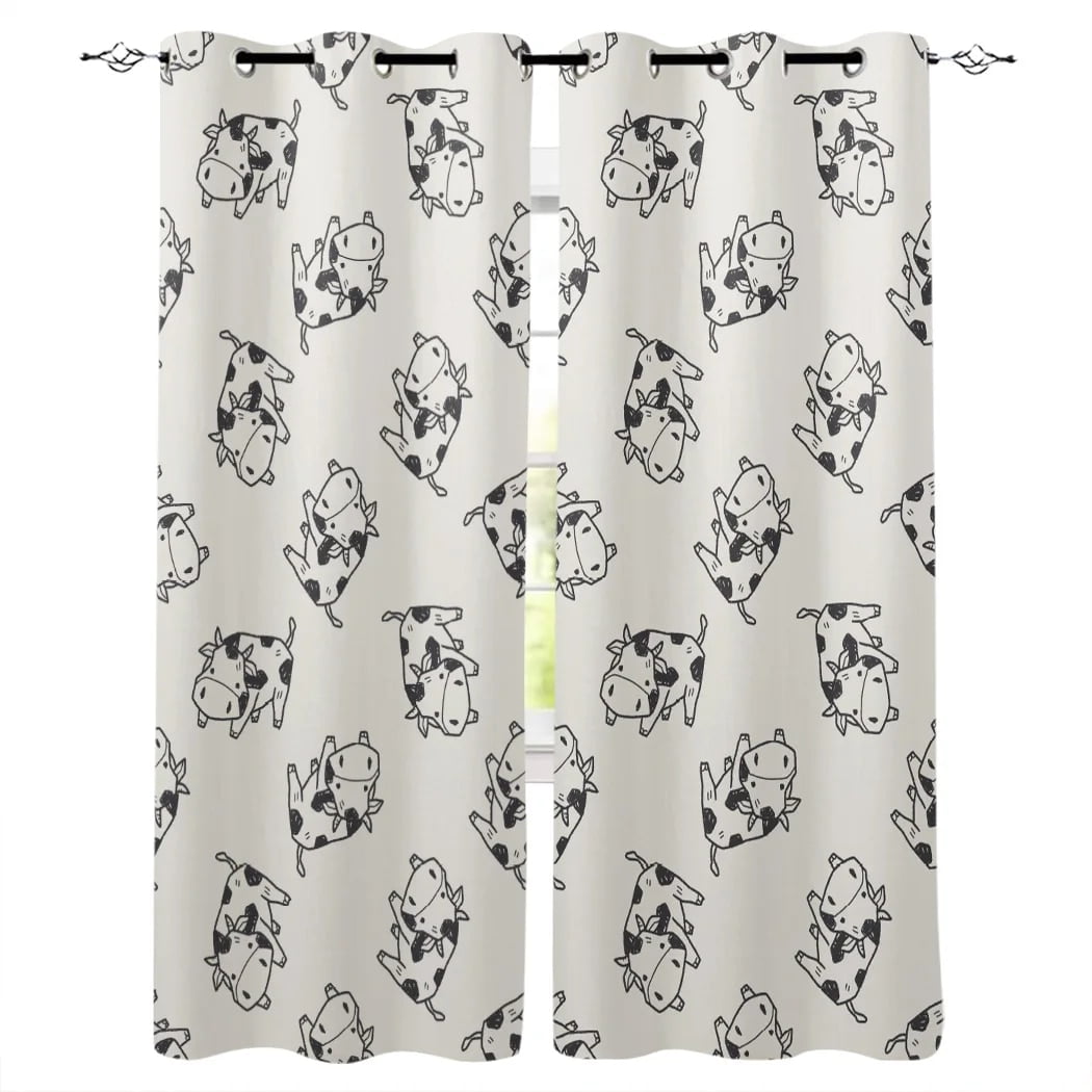 Cow Texture Kitchen Curtains Bedroom Decor Items Curtain Panel Window ...
