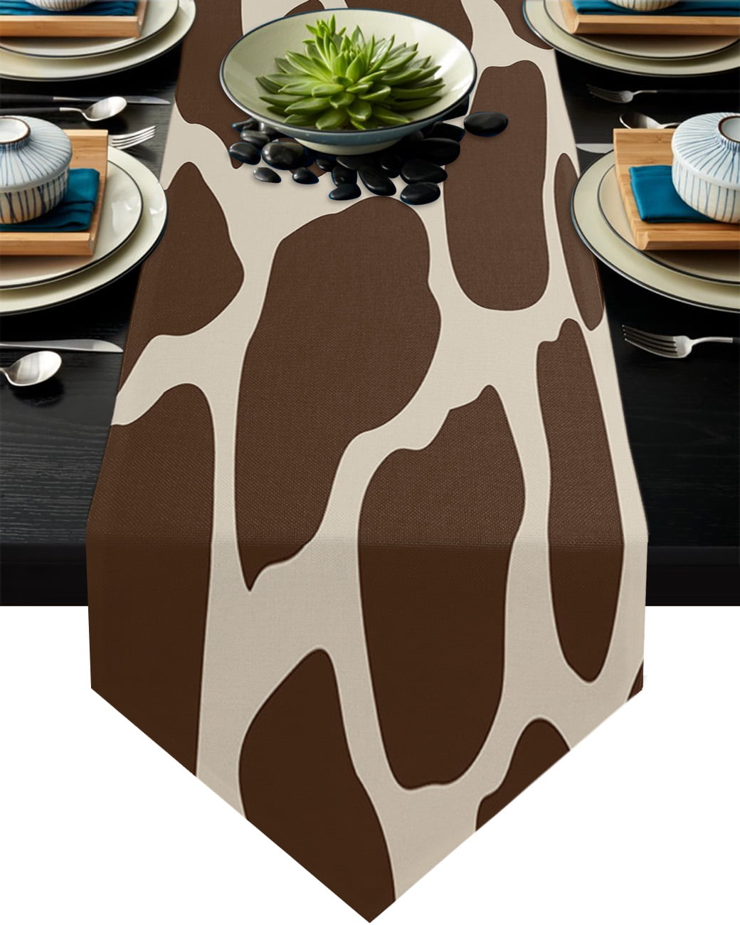 Cow Texture Table Runners with Place Mat for Kitchen Tablecloth Coffee ...