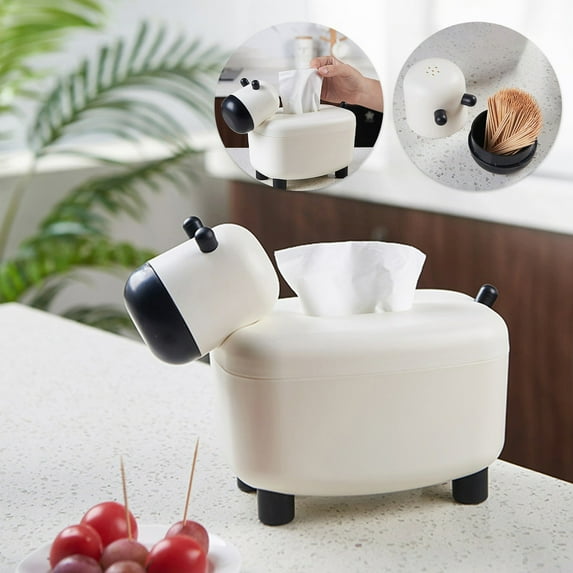 Cow Themed Desktop Tissue Dispenser with Toothpick Holder ABS Plastic ...