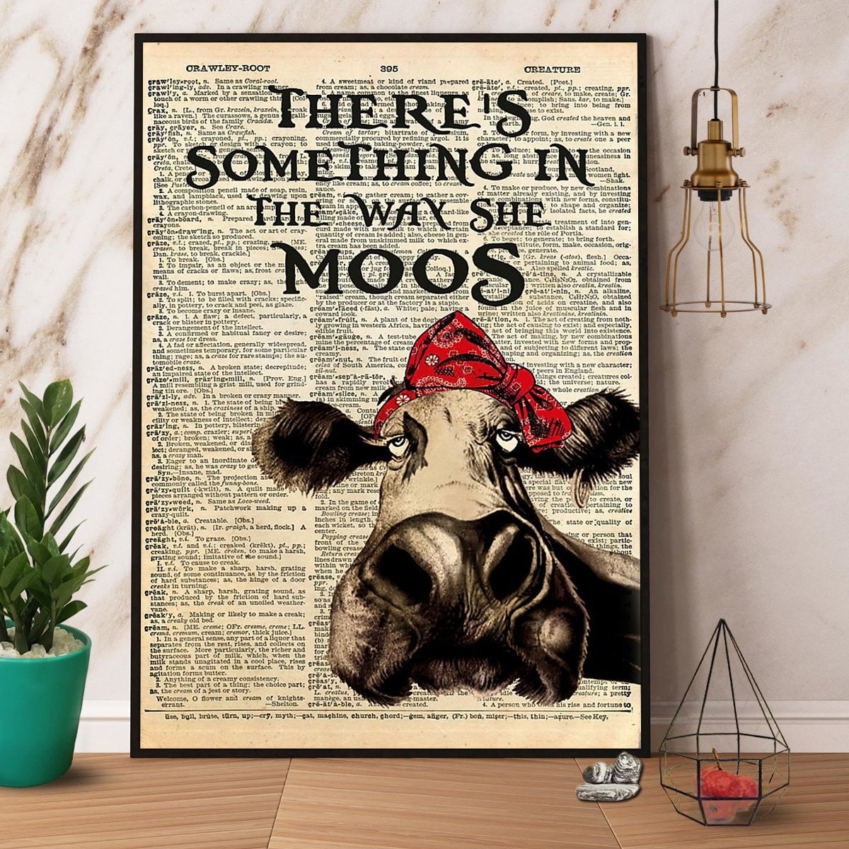 Cow There'S Something In The Way She Moos Red Bandana Paper Poster No Frame Matte Wall Art Decor ...