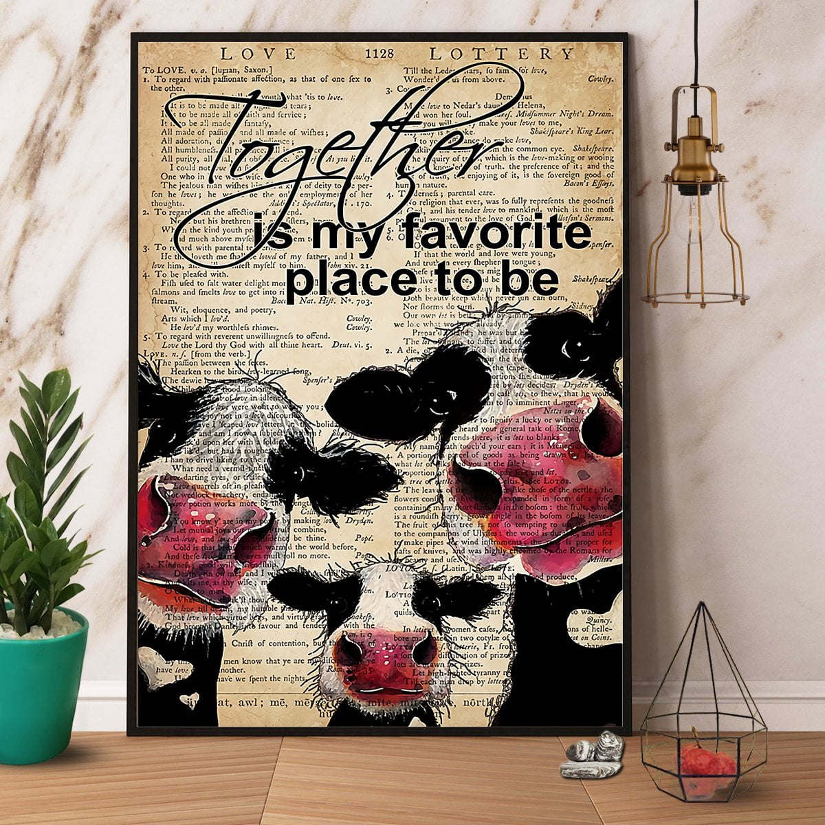 Cow Together Is My Favorite Place To Be Vintage Paper Poster No Frame ...