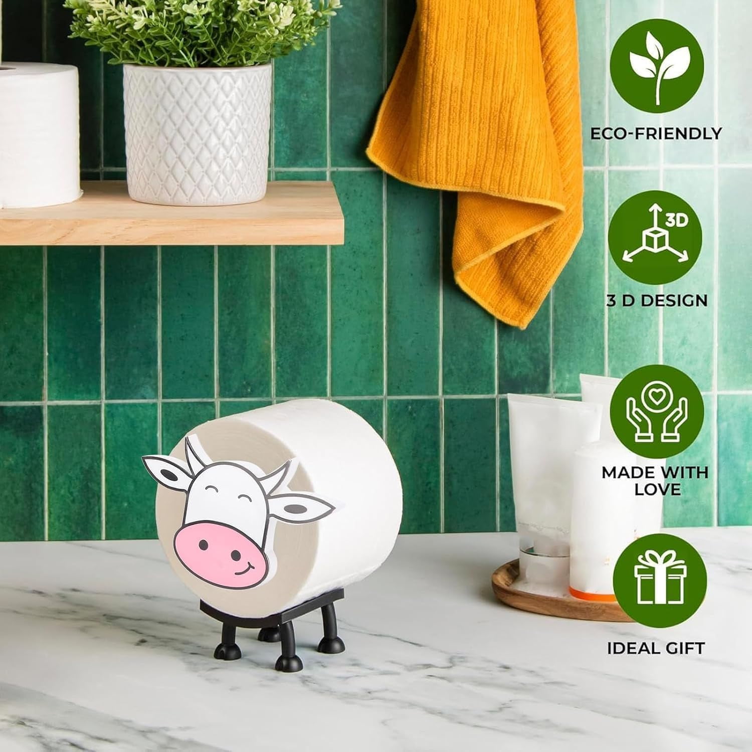 Cow Toilet Roll Holder - Funny Toilet Paper Holder Standing Bathroom ...