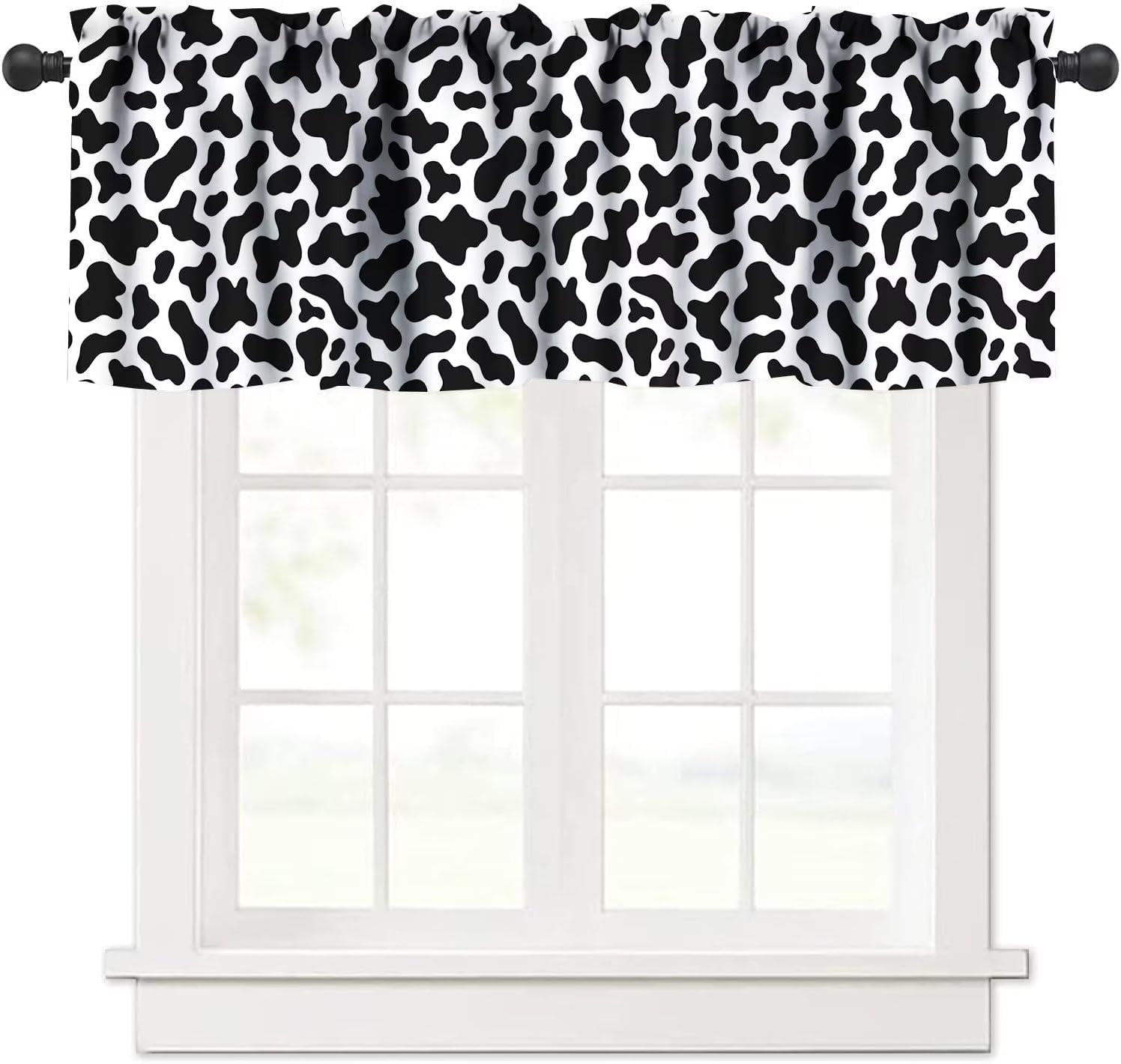 Cow Valance Curtain Animal Print Black White Western Aztec Rustic ...
