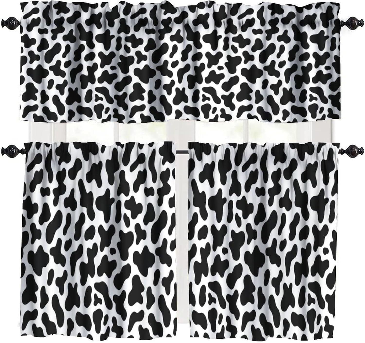 Cow Valance Curtain Animal Print Black White Western Aztec Rustic ...
