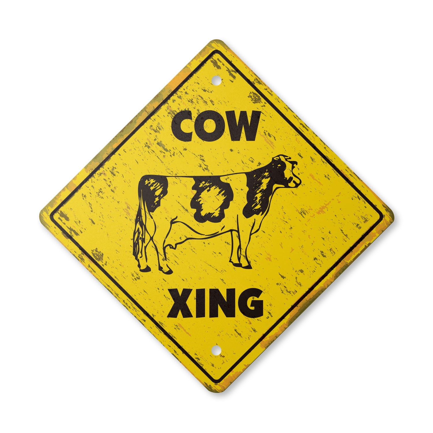 Cow Vintage Crossing Sign Zone Xing | Indoor/Outdoor Plastic | 17" Tall ...