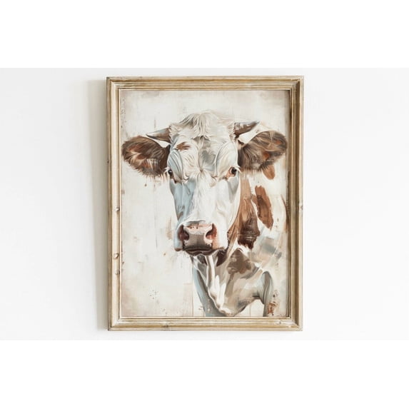 Cow Wall Art Cow Painting Vintage Farm Animal Print Cattle Art ...