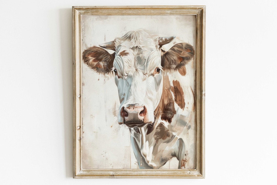 Cow Wall Art Vintage Cattle Farmhouse Country Home Decor, Stretched ...