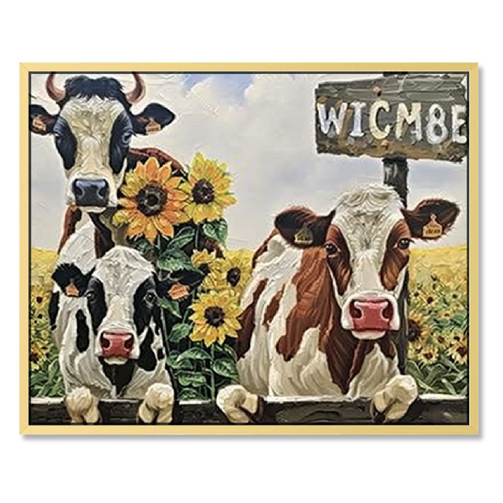 Cow Wall Décor Farmhouse Welcome Sign Canvas Wall Art Rustic Cow ...