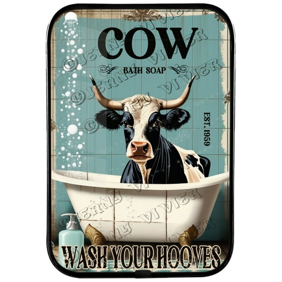 Cow Wash Your Hooves Pictures Decor Vintage Cow Bathroom Decor Crystal ...