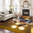 Cow Washable Area Rug 5x8 Abstract Headphone Cow Shiny Light Background ...