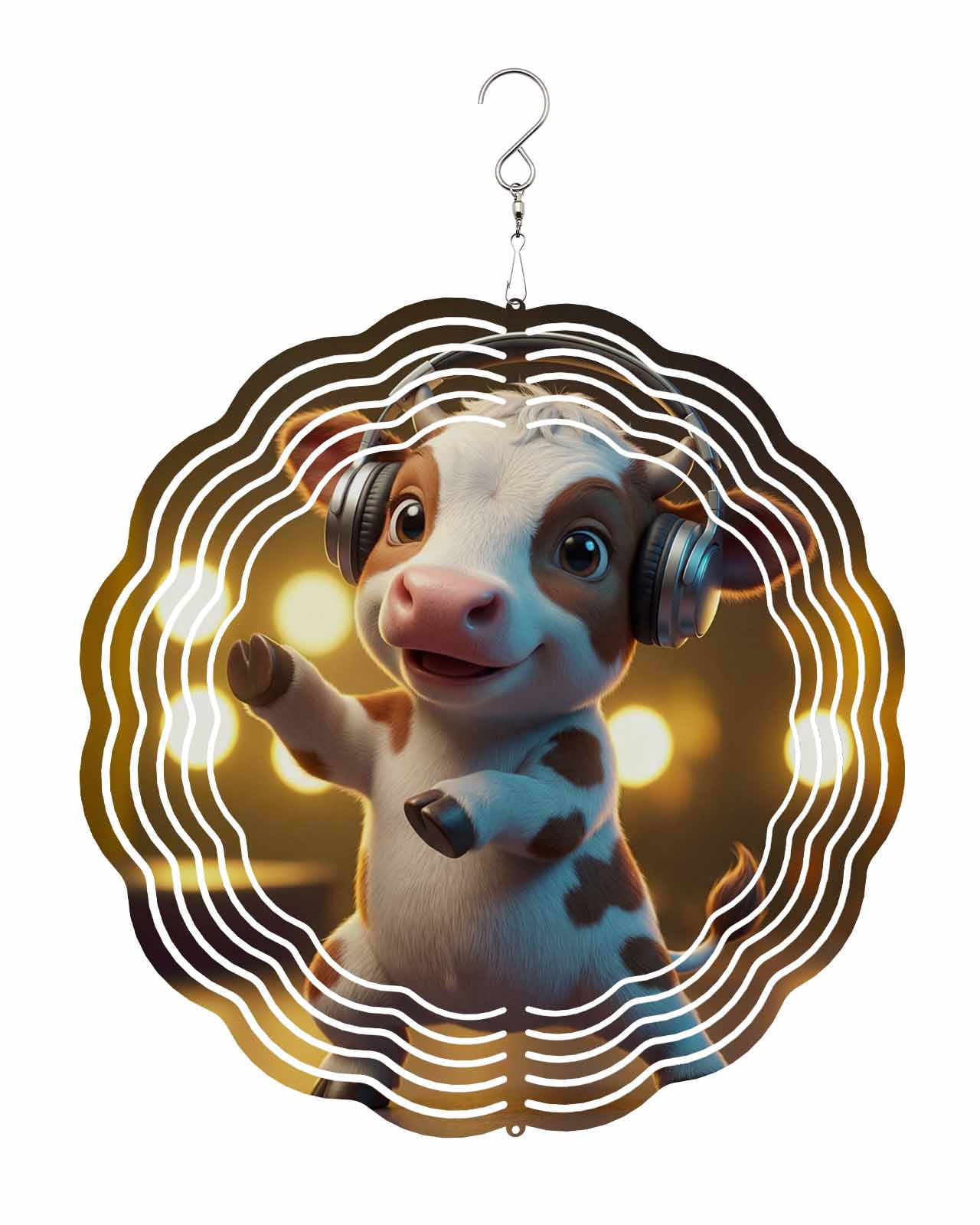 Cow Wind Spinner for Garden Yard 8In, Abstract Headphone Cow Shiny ...