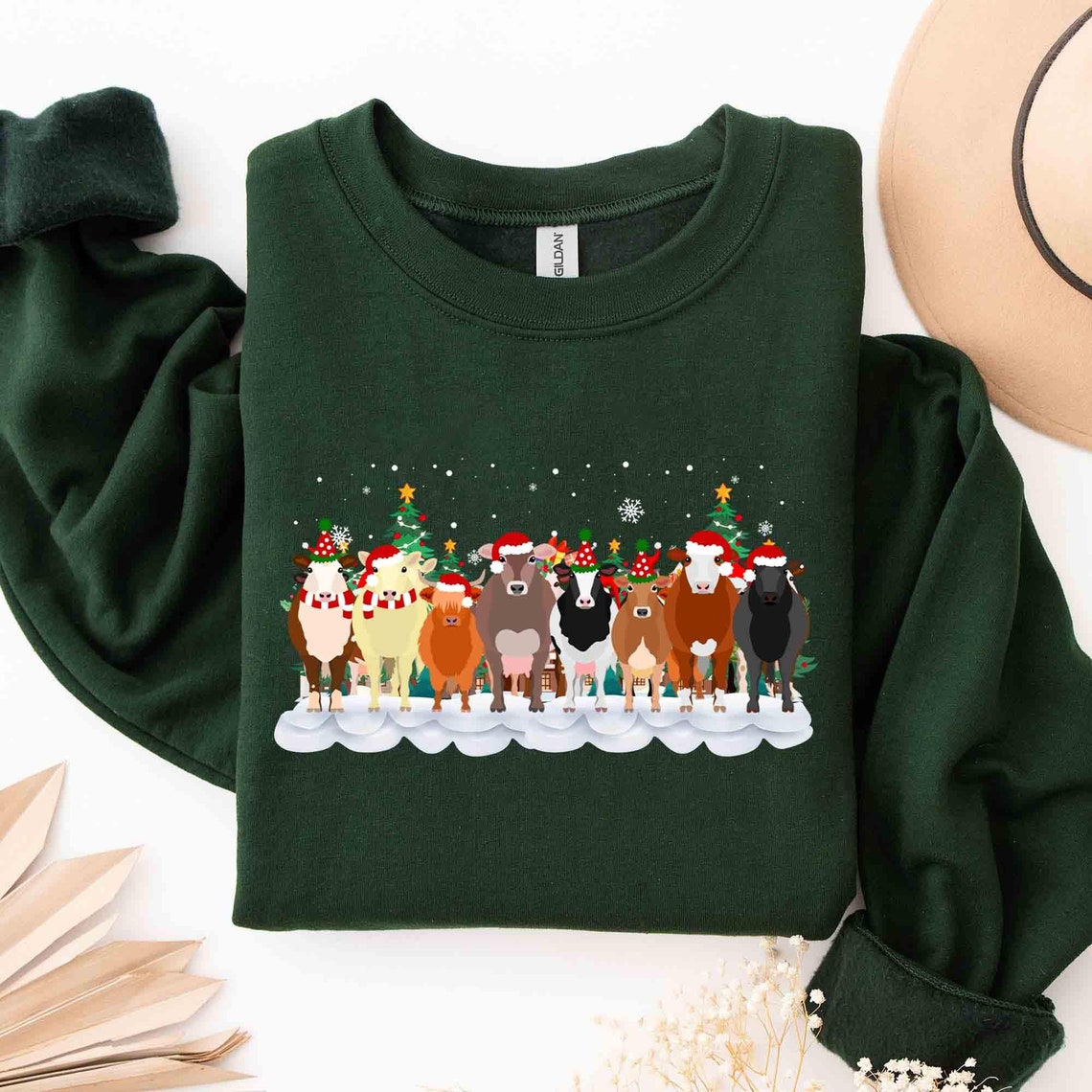 Cow Winter Sweatshirt, Farm Winter Shirt, Winter Crewneck, Womens ...