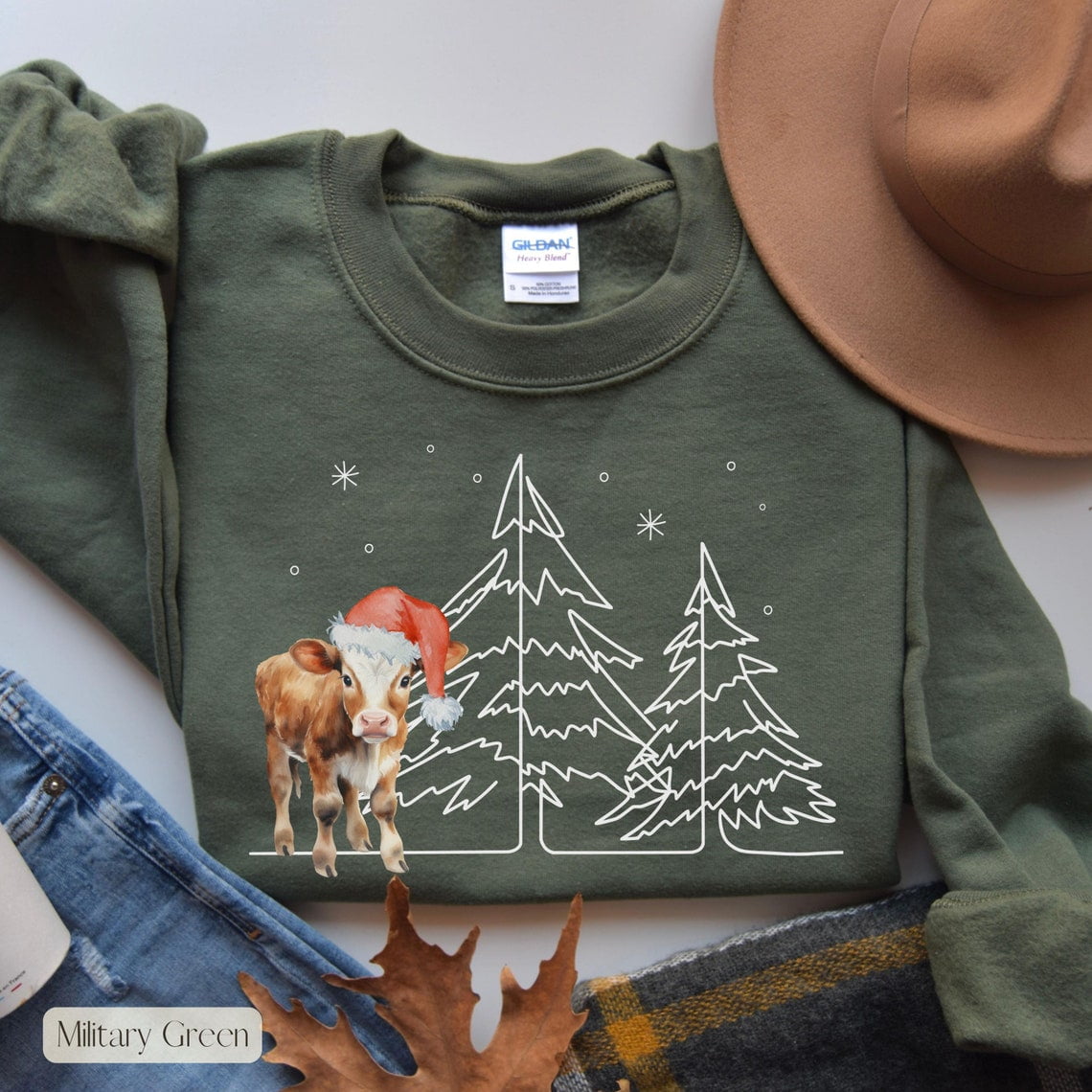 Cow Winter Tree Sweatshirt, Cow Winter Sweatshirt, Farm Winter Shirt ...