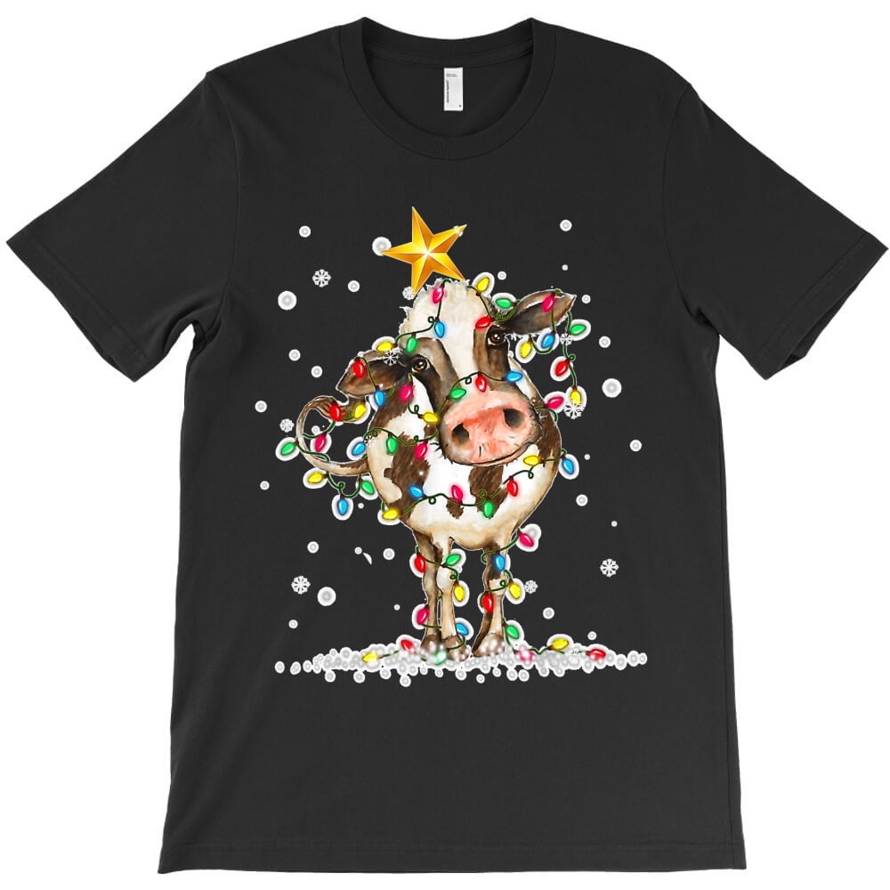 Cow With Reindeer Hat And St. Nick Funny Christmas Lights Holiday ...