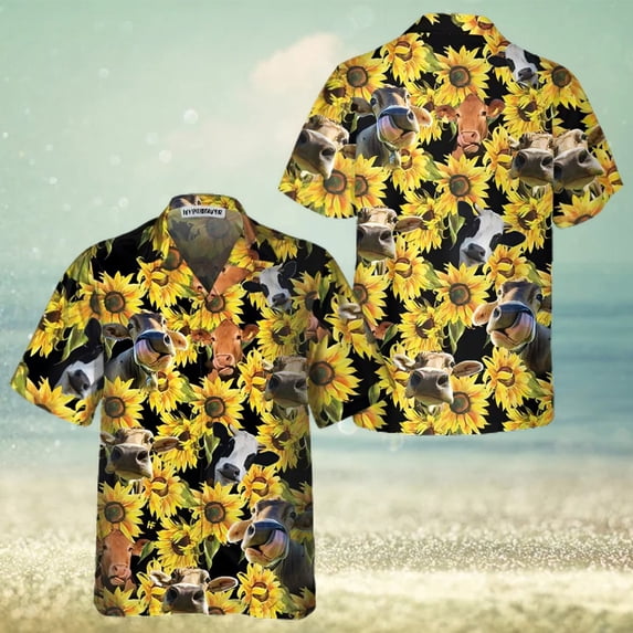 Cow With Sunflower Hawaiian Shirt, Tropical Cow Shirt For Men And Women ...