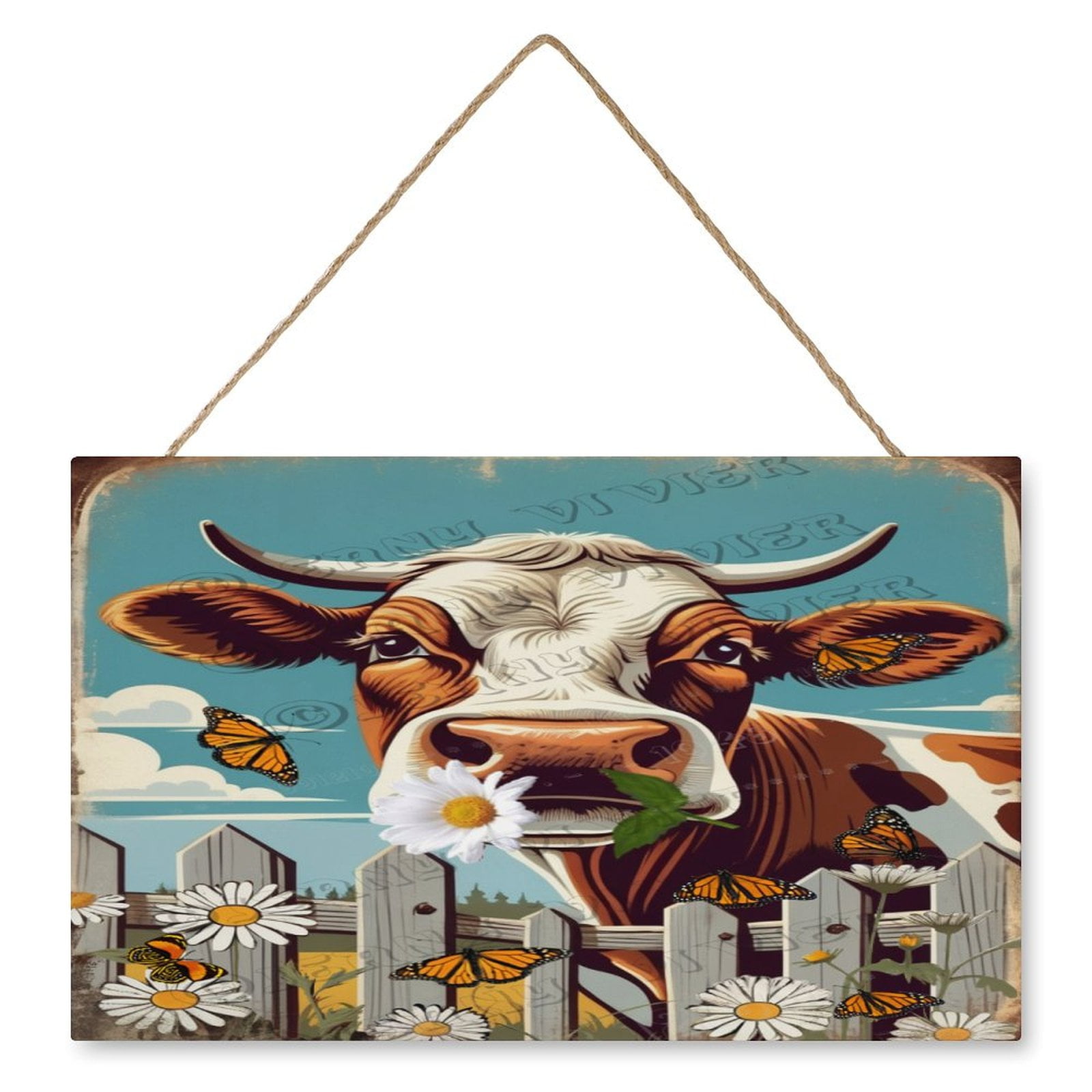Cow Wood Hanging Sign for Bedroom Living Room, Wood Wall Art, Funny ...
