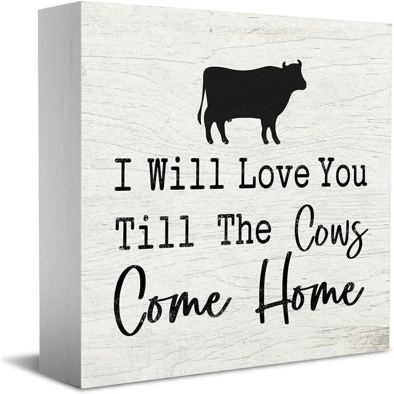 Cow Wooden Box Sign - Western Decor Western Cow Wooden Sign 5x5 ...