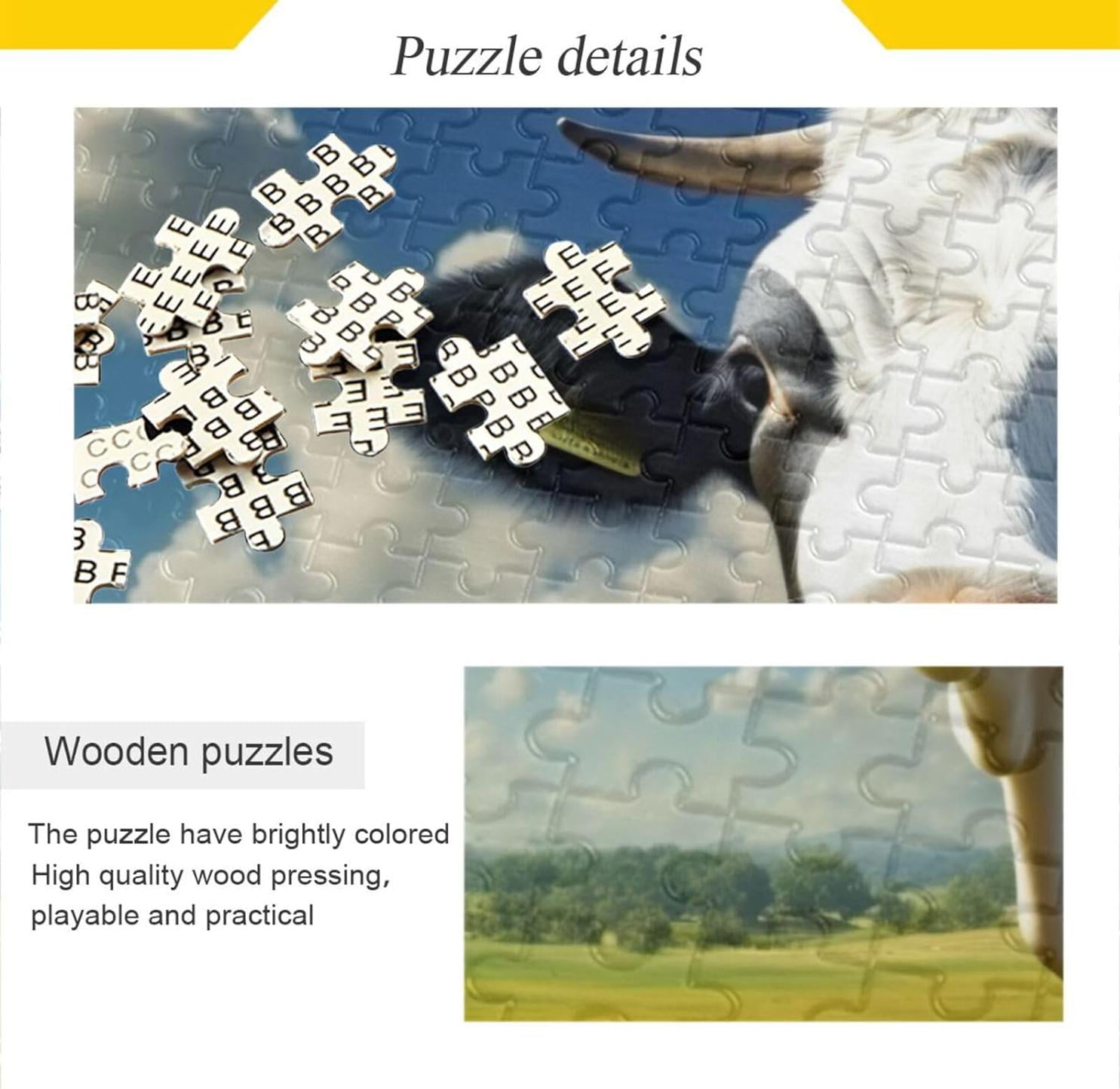 Cow Wooden Jigsaw Puzzles, Intellectual Entertainment Educational ...