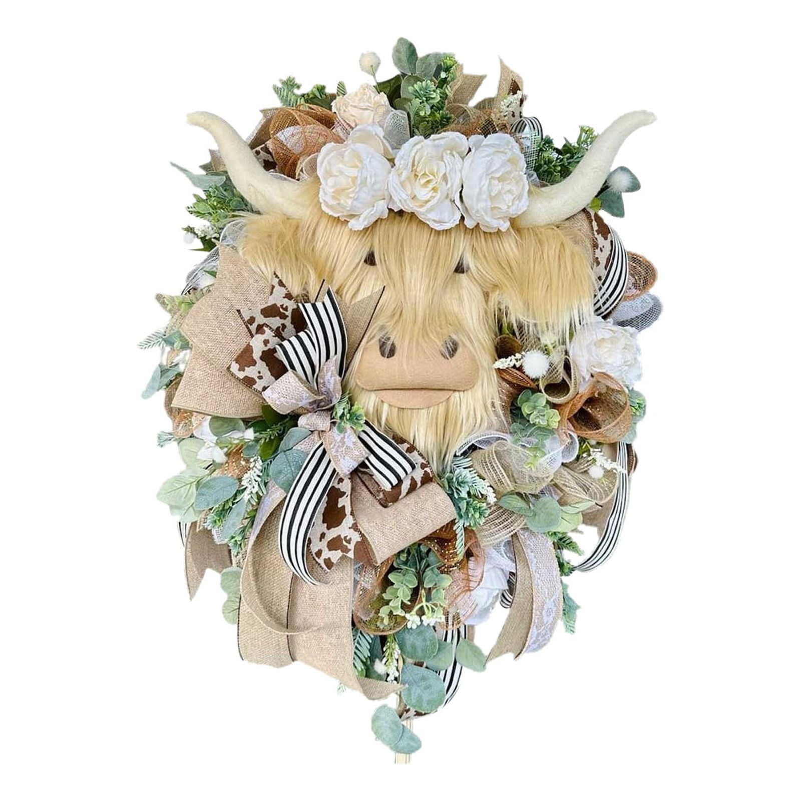 Cow Wreath Welcome Sign Front Door Decoration, Rustic Wall Hanging ...