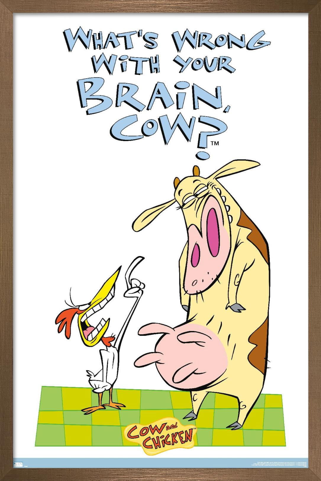 Cow and Chicken - Brain Wall Poster, 14.725" x 22.375", Framed ...