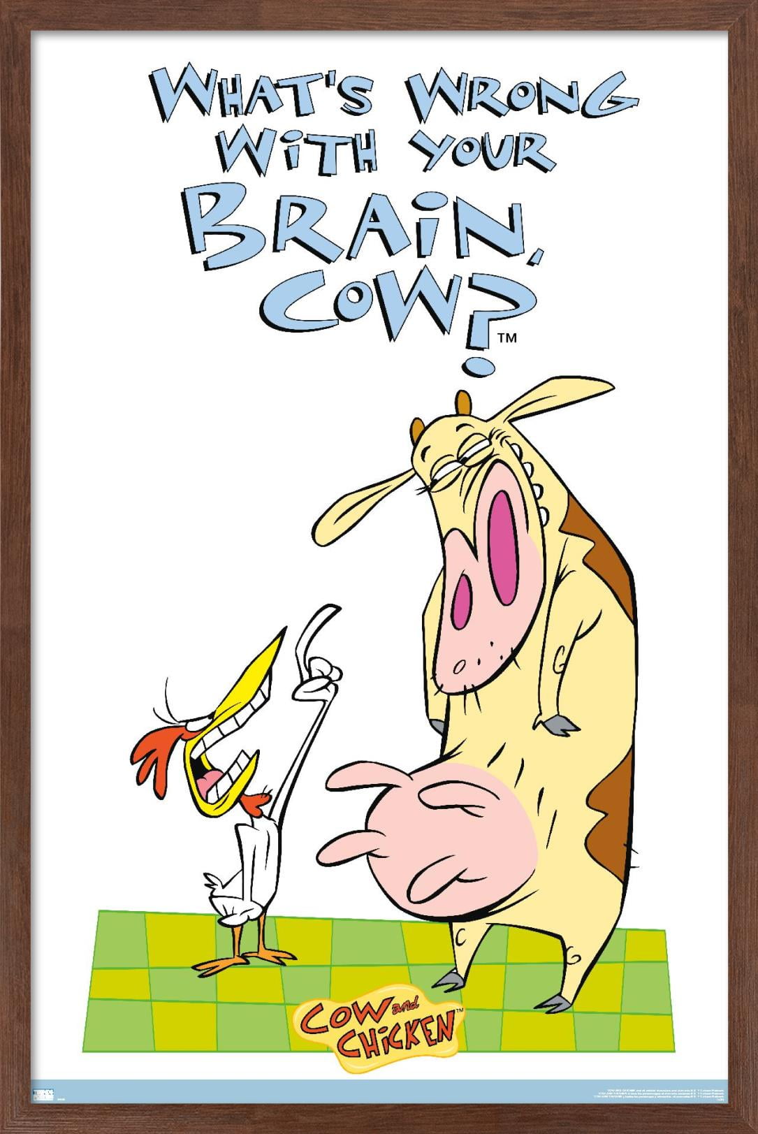 Cow and Chicken - Brain Wall Poster, 14.725" x 22.375", Framed ...