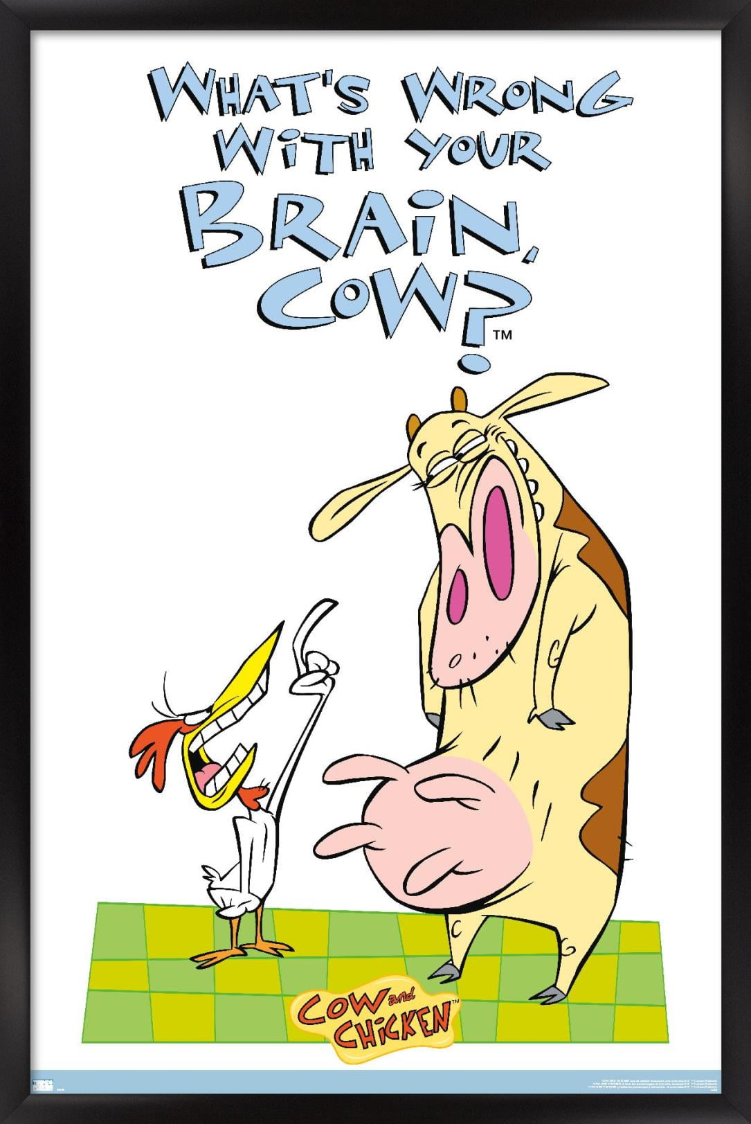 Cow and Chicken - Brain Wall Poster, 14.725" x 22.375", Framed ...