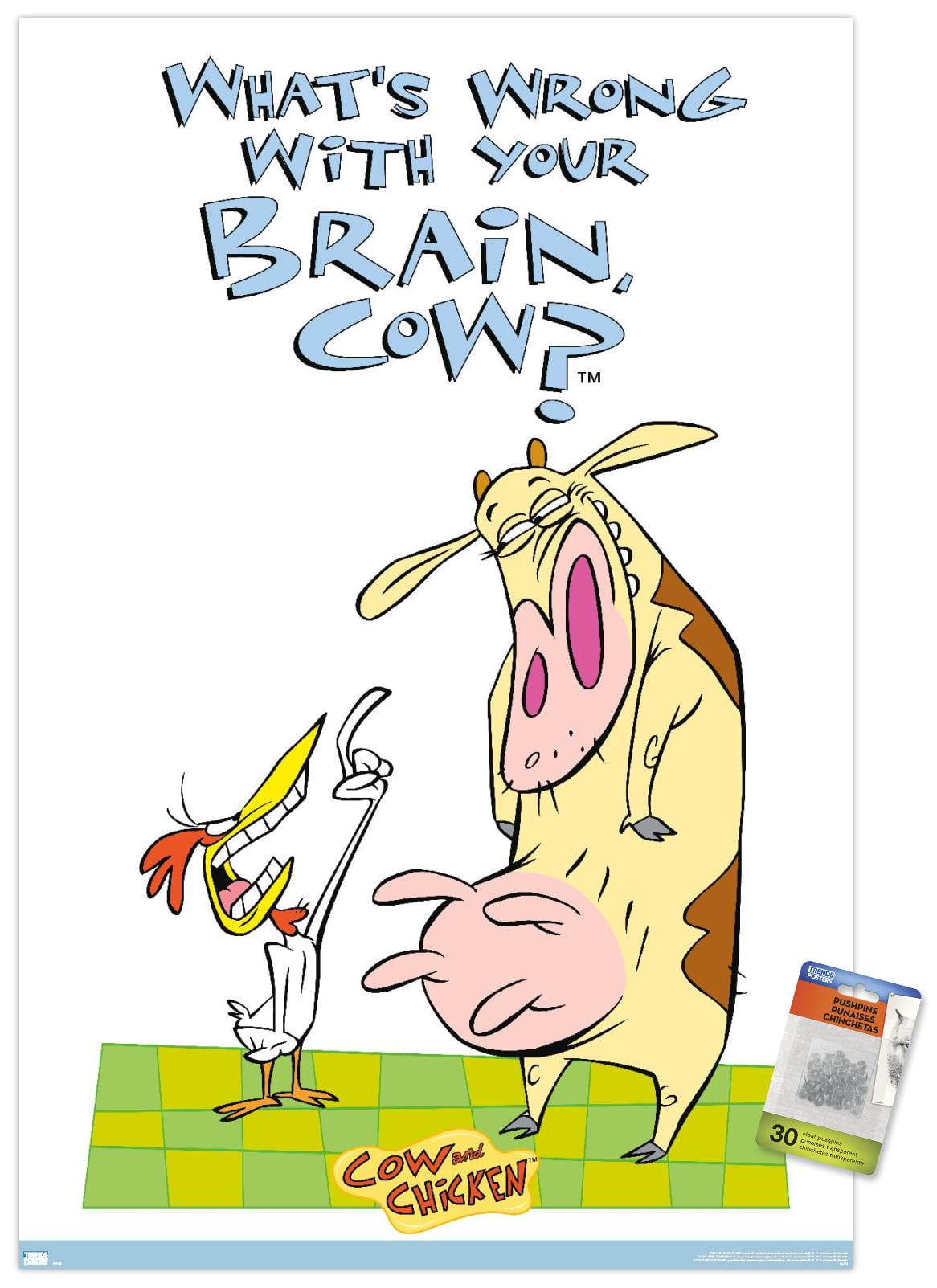 Cow and Chicken - Brain Wall Poster with Pushpins, 22.375" x 34 ...