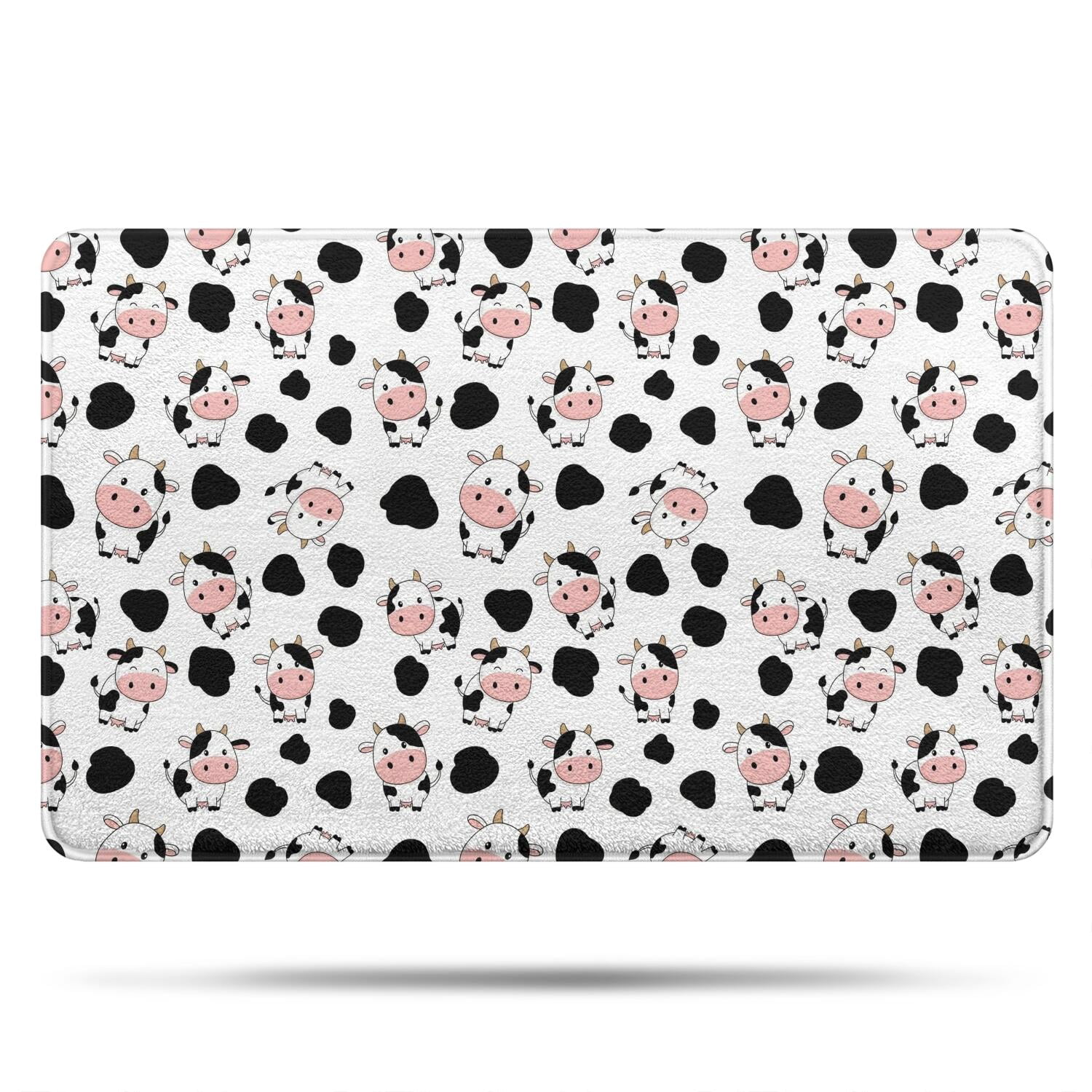Cow and Spot White Pattern Non Slip Microfiber Bathroom Rugs, Soft ...