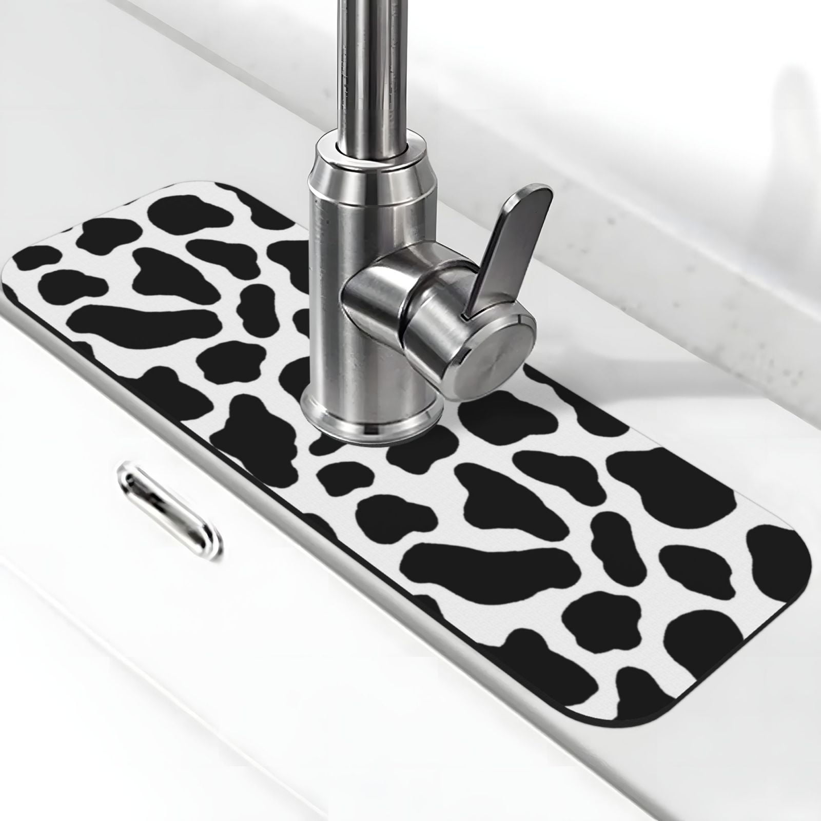 Cow black white print cute Faucet Mat for Kitchen Sink, Kitchen Sink ...