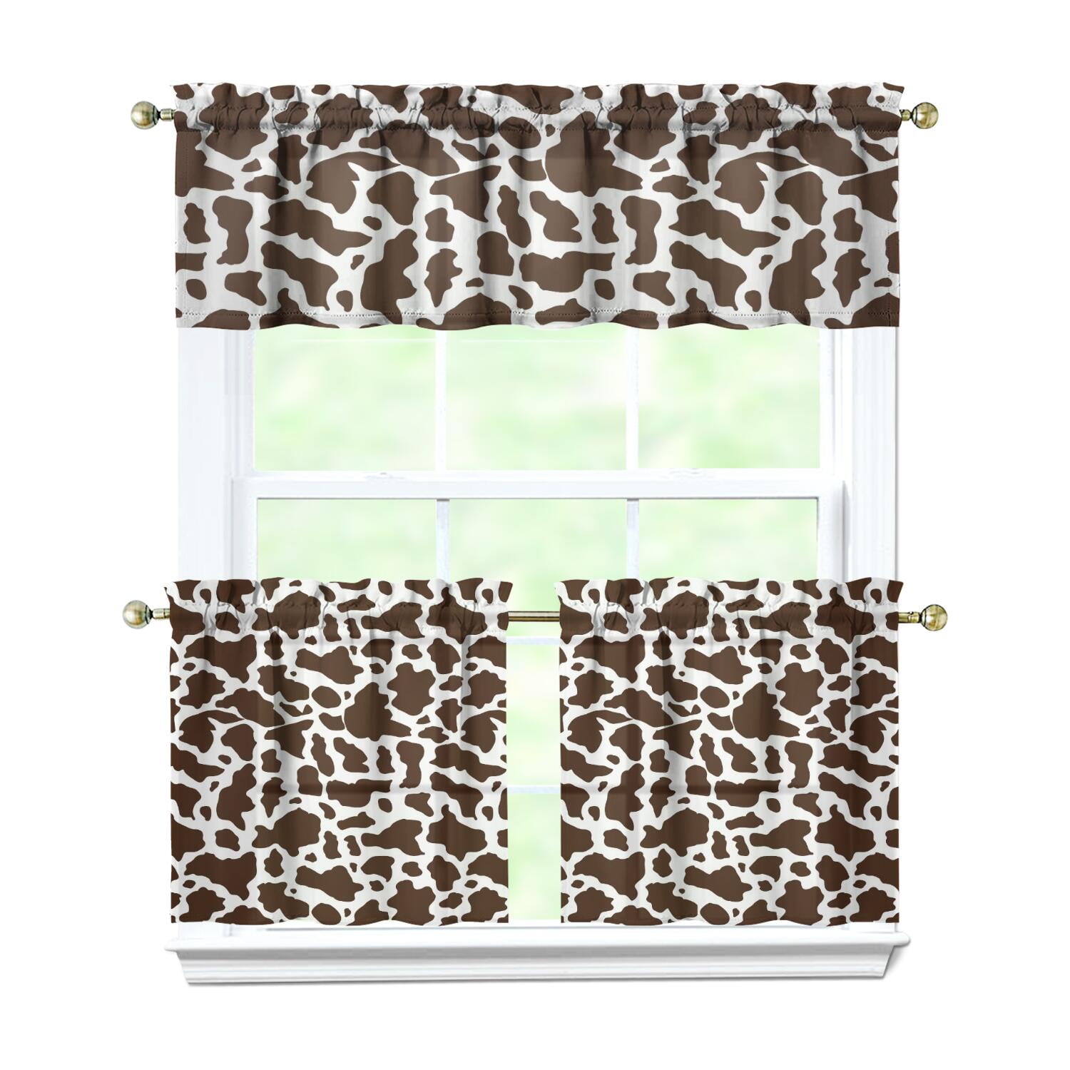 Cow farmhouse kitchen curtains set - Black and white rustic vintage ...