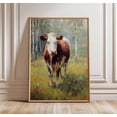 Cow in Meadow Rustic Farm Animal Country Pasture Impressionist Art ...