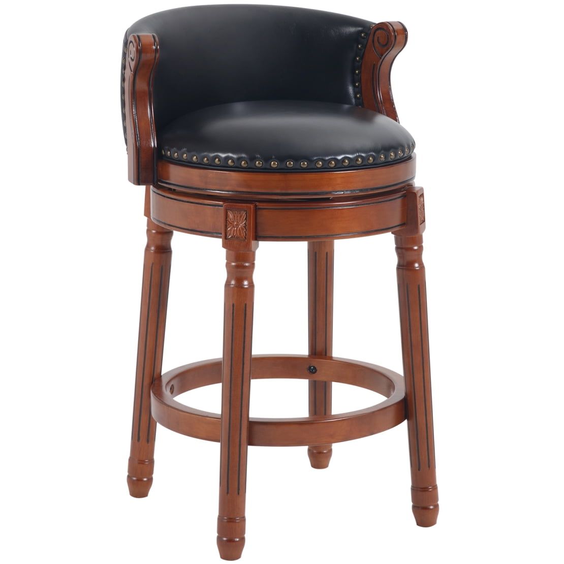 Cow top Leather Wooden Bar Stools, 29.5" Bar Height Bar Chair with Back ...
