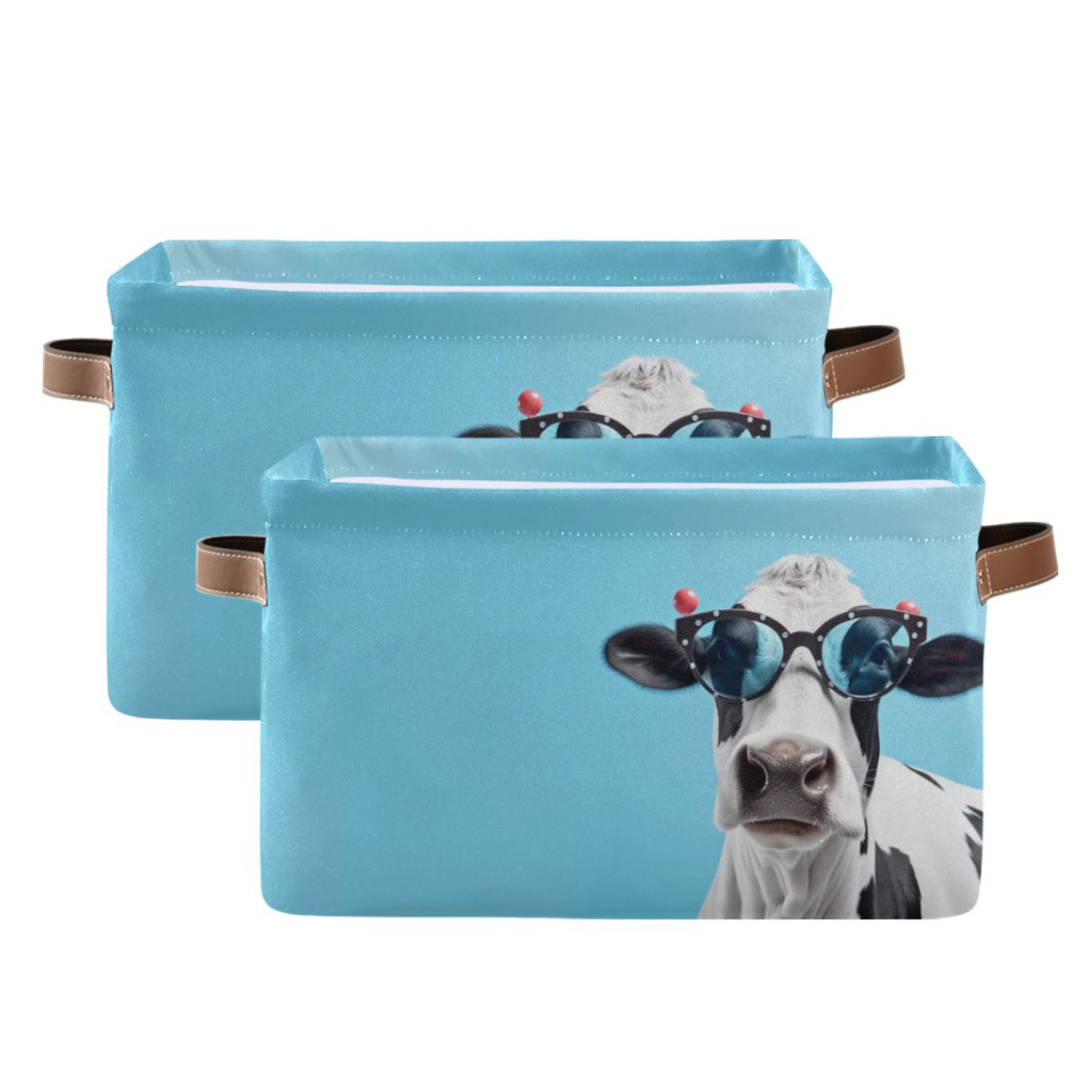 Cow with Glasses Storage Basket Large Bin Laundry Boxes Toys Foldable ...
