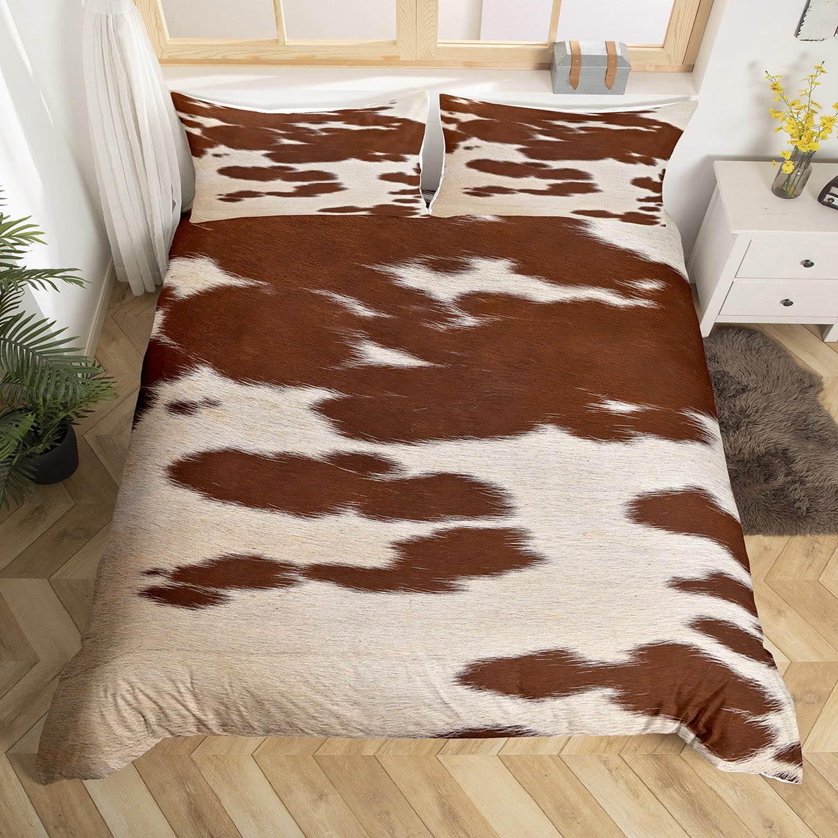 CowColor Duvet Cover Western Rustic Cowhide Comforter Cover Vintage ...