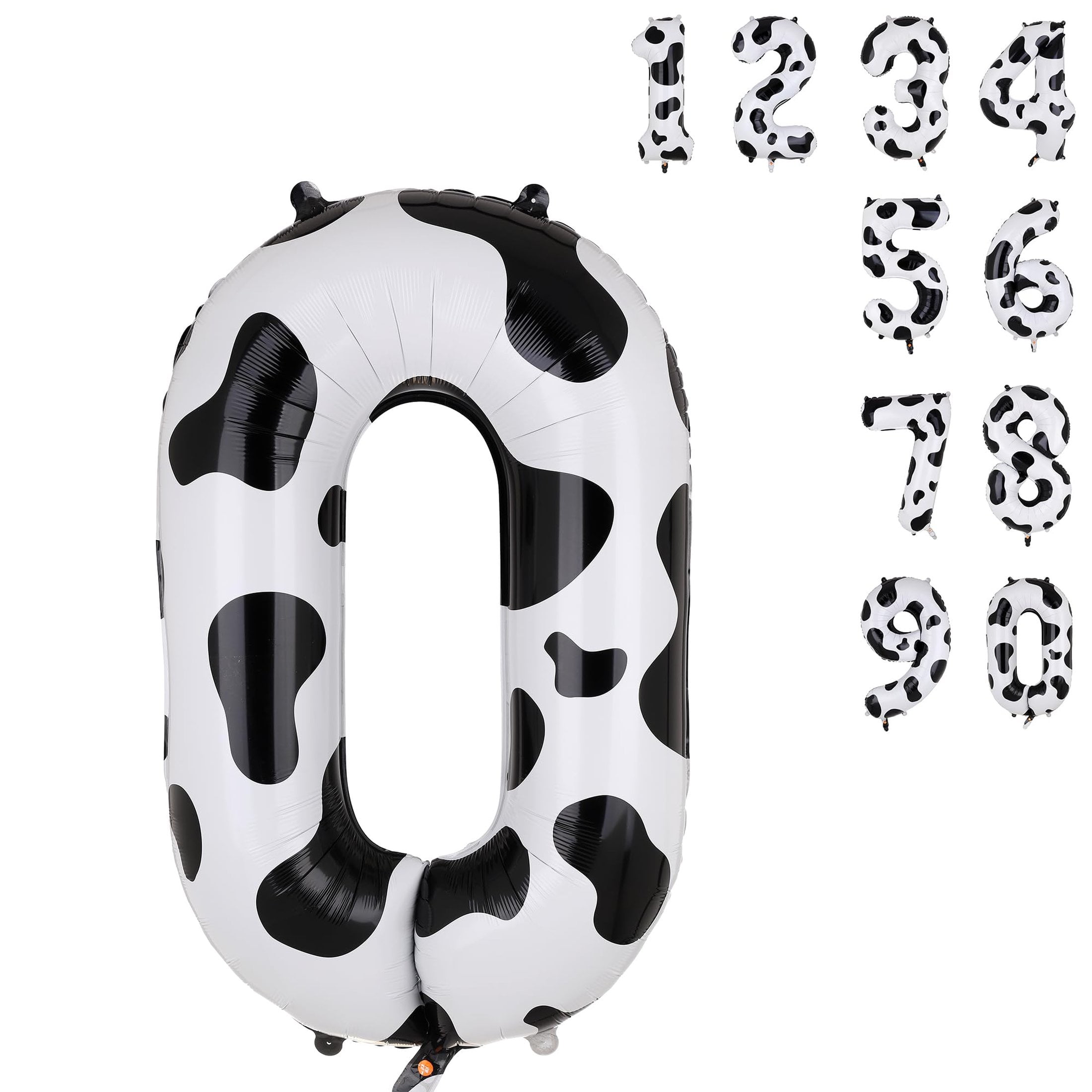 CowPrint Number Balloon Set - 40 Inch White & Black Cowgirl Theme Party ...