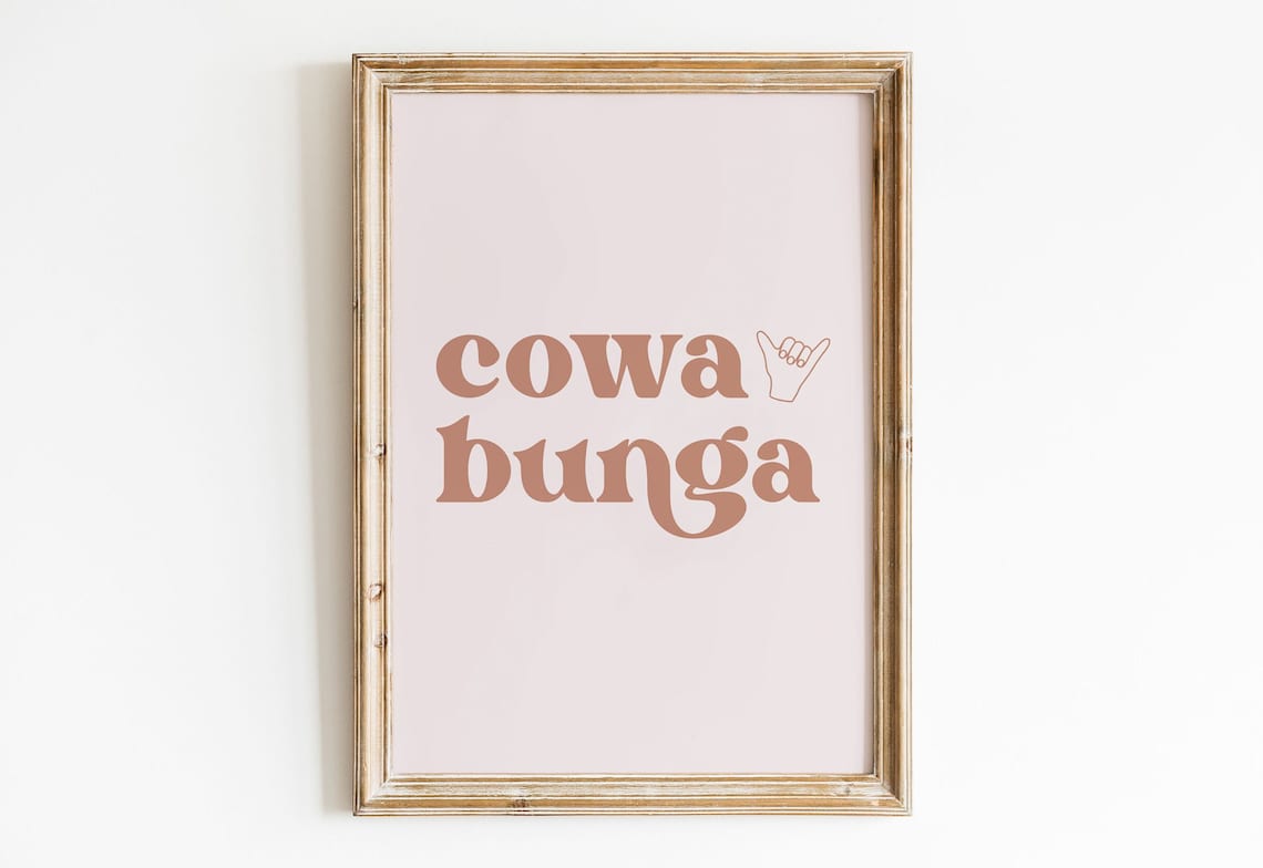 Cowabunga Wall Art For Beachy Decor Eclectic Kids Decor, Shaka Print ...