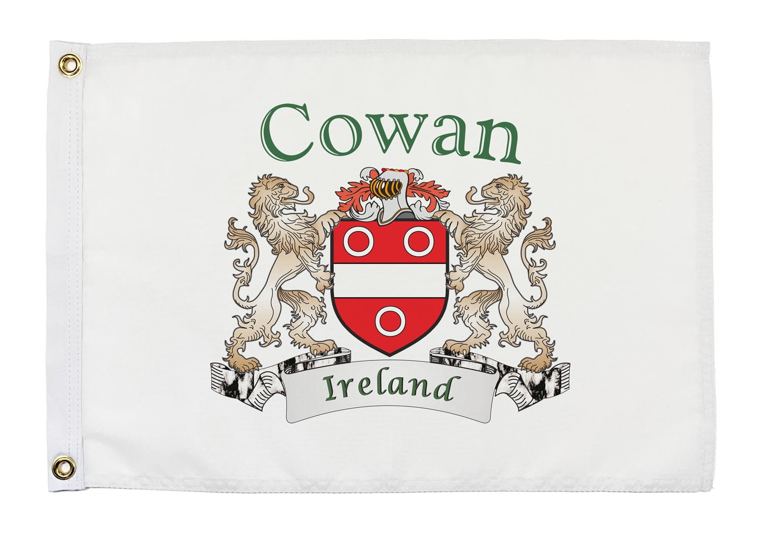 Cowan Irish Coat of Arms Small White Flag - 16"x10.5" inches - Walmart.com