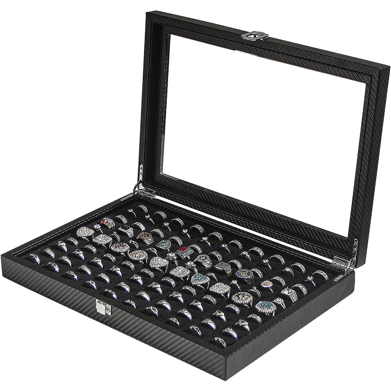 Coward 100 Slots Ring Box Storage Organizer Jewelry Ring Display Case ...