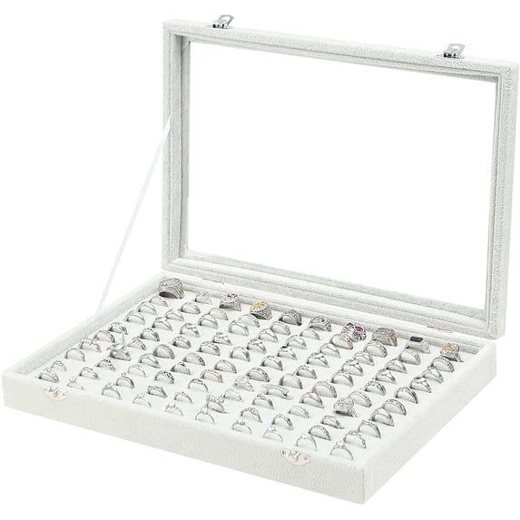 Coward 100 Slots Ring Holder Organizer Display Case Box, Gray Beige ...