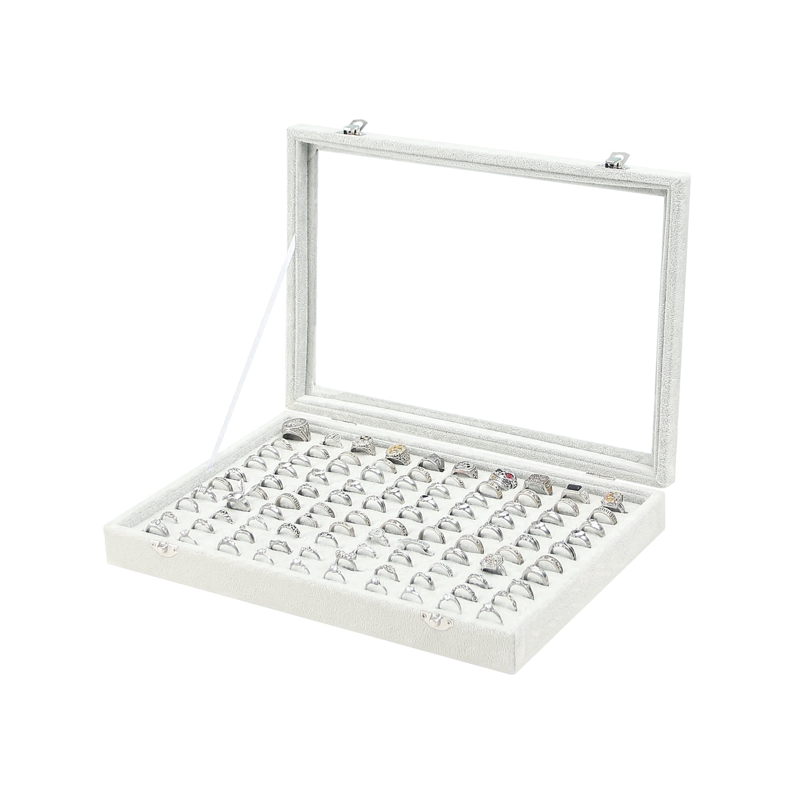 Coward 100 Slots Ring Holder Organizer Display Case Box, Gray Beige ...