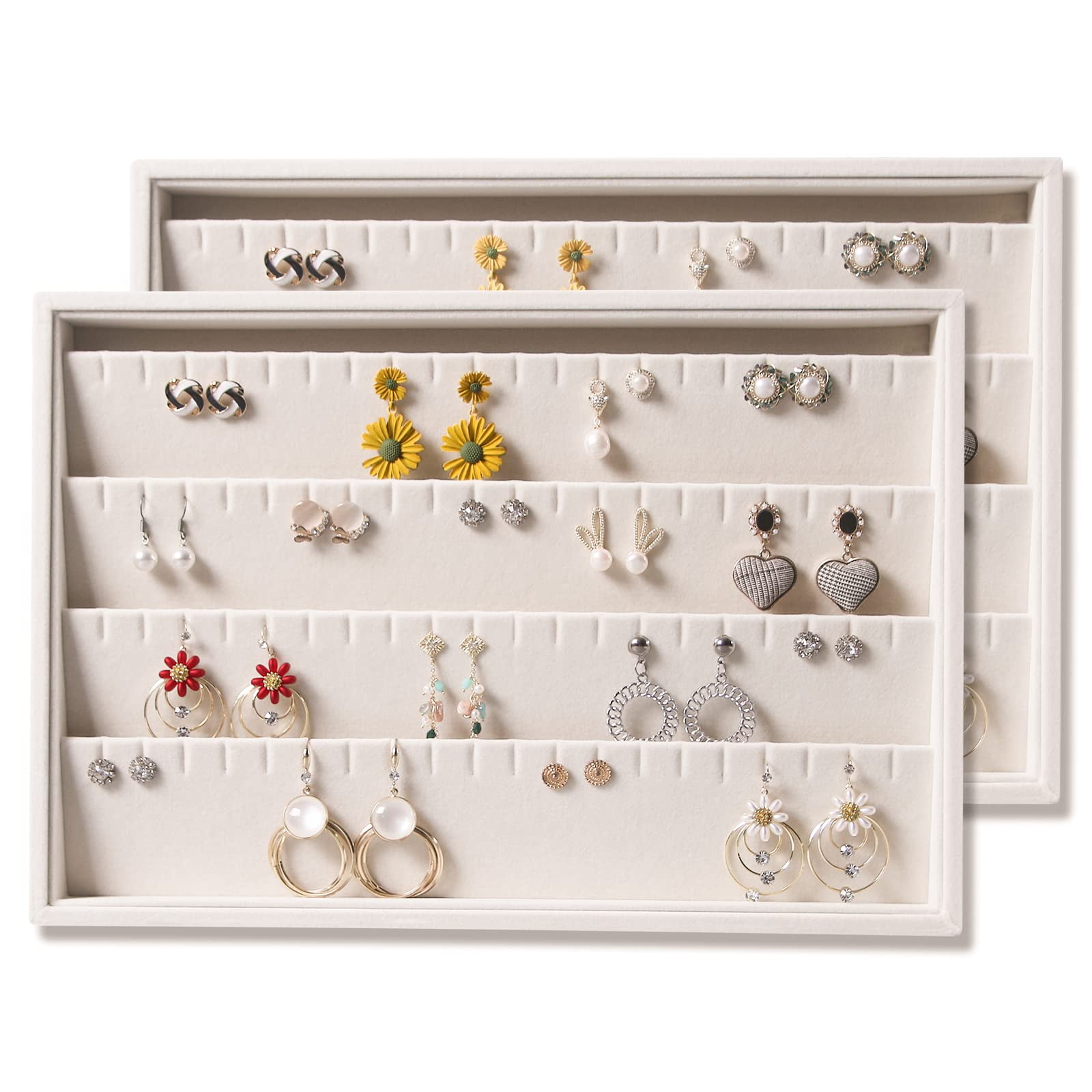Coward 2PC Stackable Earring Tray Drawer Jewelry Holder Organizer Box ...