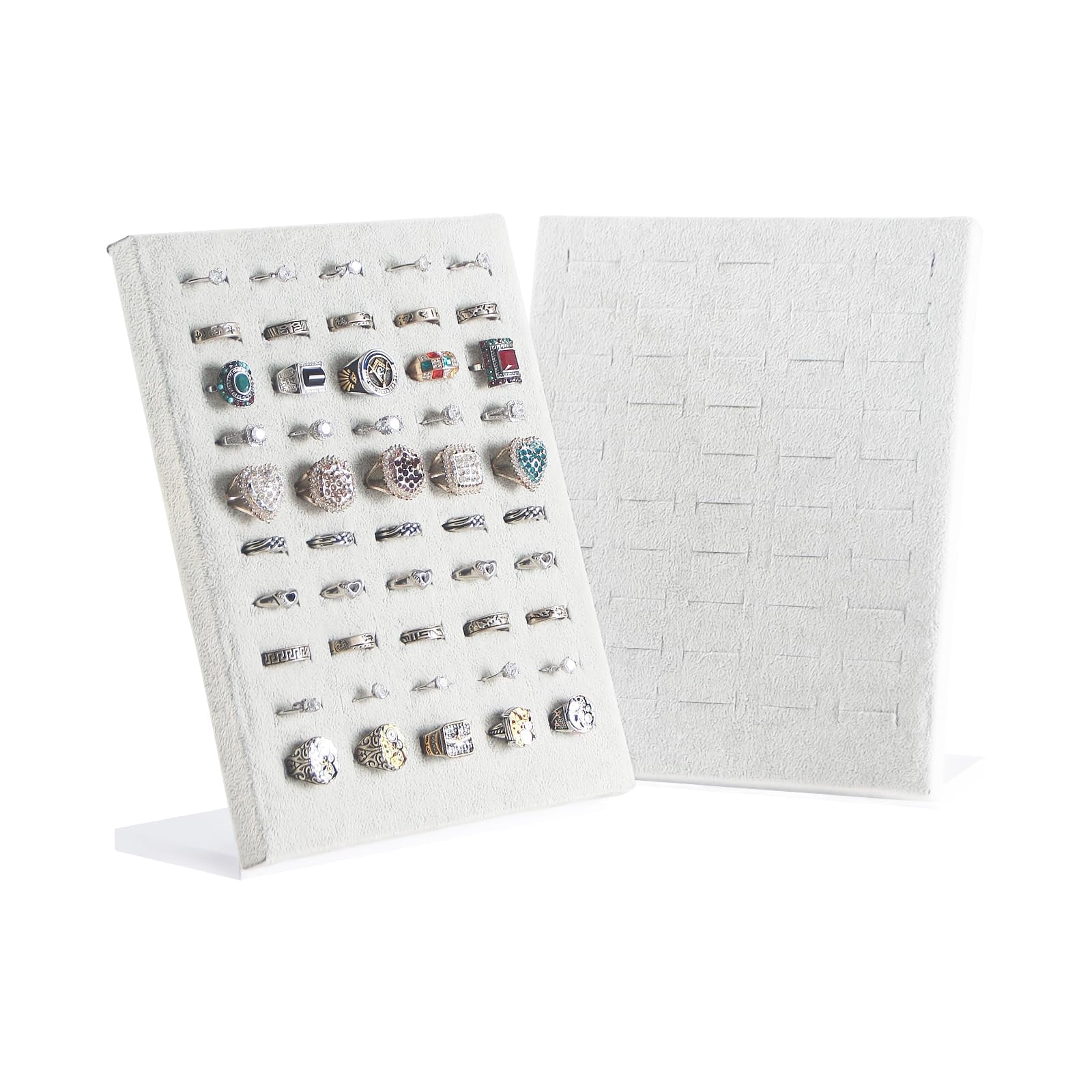 Coward 2Pcs/Set Velvet Rings Display Stand, 50 Solts Rings Organizer ...