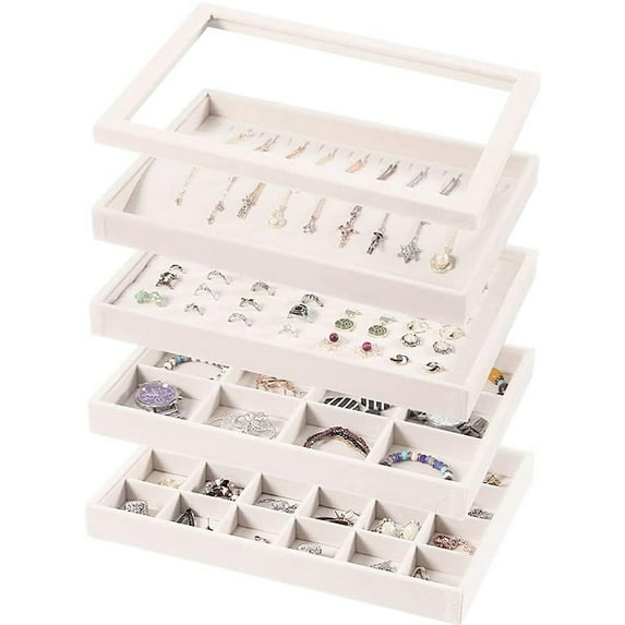 Coward Set of 5 Stackable Jewelry Organizer Tray Necklace Earring Box ...