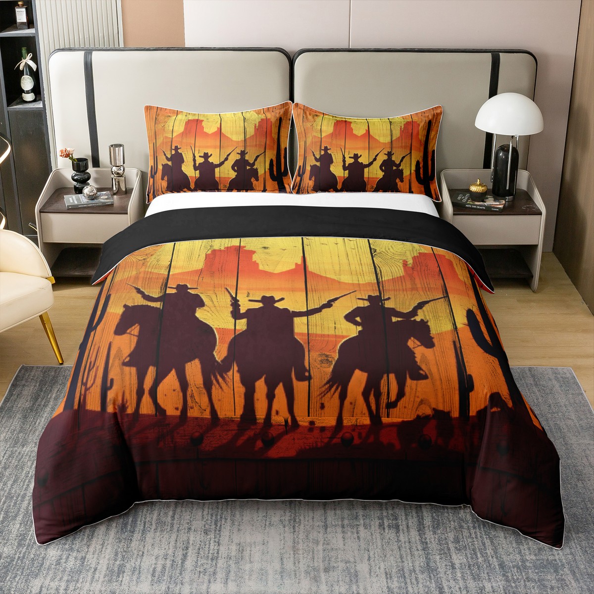 Cowboy 100% Cotton Bedding Set Western Country Style Comforter Cover ...