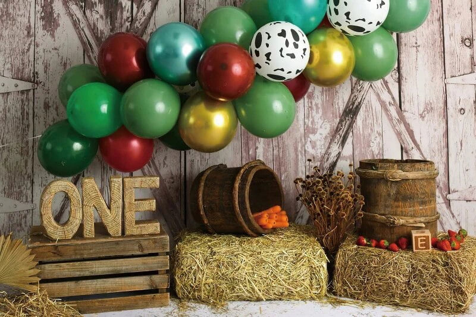 Cowboy 1st Birthday Backdrop Balloon Straw Wood Board Decor Newborn ...
